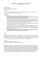 HW1 Pdf CMPSC 132 Programming And Computation II Fall 2019 Homework