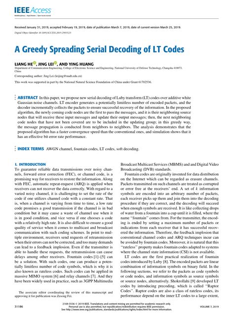 Pdf A Greedy Spreading Serial Decoding Of Lt Codes