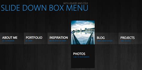 Slide Down Box Menu Jquery Portfolio Inspiration Blog Projects