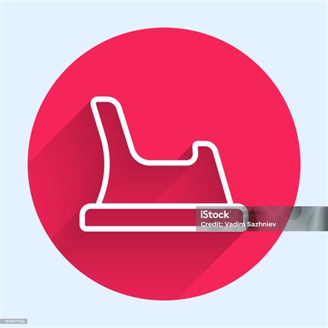 긴 그림자 배경으로 격리 된 화이트 라인 아기 변기 아이콘 변기 빨간색 원 버튼입니다 벡터 교습에 대한 스톡 벡터 아트 및 기타 이미지 Istock