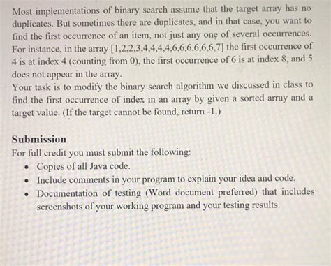 Solved Most Implementations Of Binary Search Assume That The
