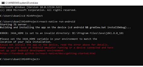 React Native Cant Run Android On Windows To Start Reactnative App
