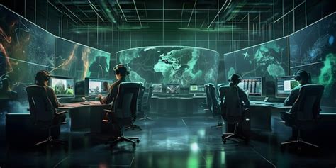 Premium Ai Image A Team Of Cybersecurity Experts In A Control Room Analyzing Data On Multiple