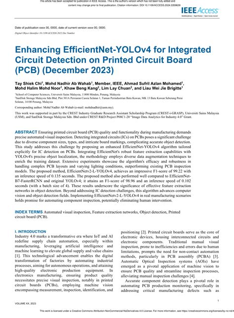 Pdf Enhancing Efficientnet Yolov4 For Integrated Circuit Detection On Printed Circuit Board