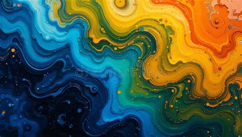Abstract Fluid Art Featuring Swirling Patterns In Vibrant Colors Blue