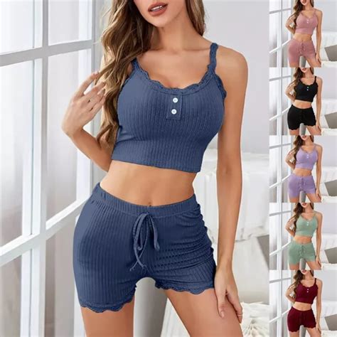 Ensemble De Pi Ces V Tements De Nuit En Dentelle Pyjama Pour Femmes Col En V Eur