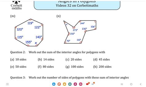 Polygons Corbettmaths Angles In Polygons Corbettmaths