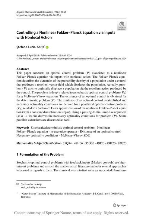 Controlling A Nonlinear FokkerPlanck Equation Via Inputs With Nonlocal