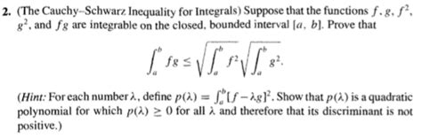 Cauchy Schwarz Inequality For Integrals Warren Mackay
