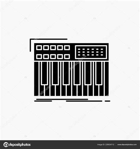 Synth Keyboard Midi Synthesiser Synthesizer Glyph Icon Vector Isolated Illustration Stock Vector