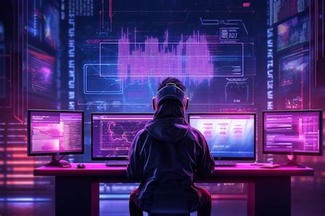 Premium Ai Image Hacker Cyberpunk Neon Purple Colors