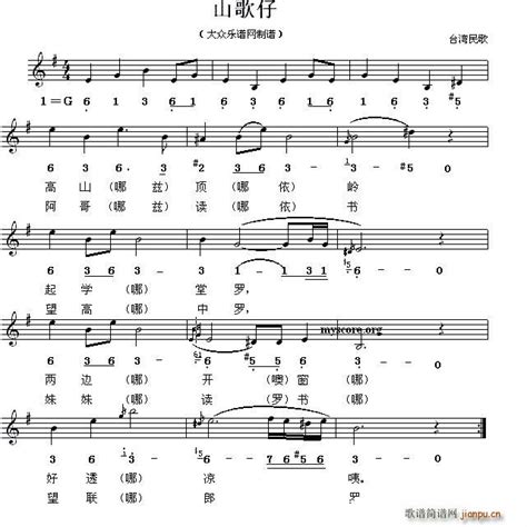 山歌仔台湾民歌 歌谱简谱网