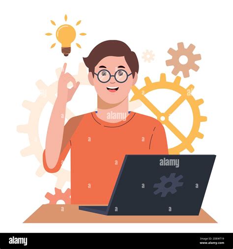 Problem Solving Concept A Man Thinks And Solves A Problem A Boy With