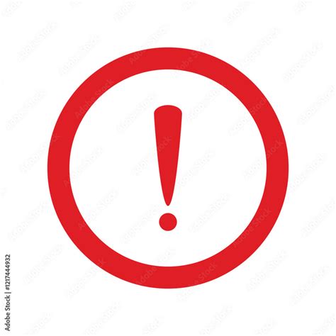 Red Exclamation Mark Red Circular Warning Sign Exclamation Point Minimalist Design Bold