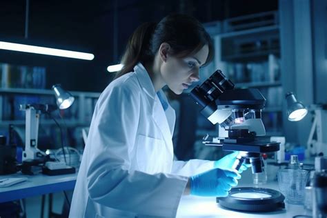 Scientist Microscope Looking Female Premium Photo Rawpixel