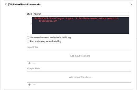 Running Script Cp Embed Pods Frameworks Not Running And Time Out