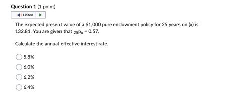 Solved Actuarial Mathquestion 1 1 ﻿pointthe Expected