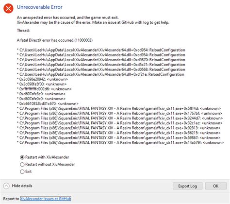 Constantly Crashing On Startup Issue Soreepeong Xivalexander Github