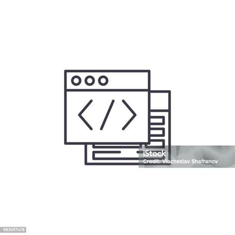 웹 페이지 소스 선형 아이콘 개념입니다 웹 페이지 소스 라인 벡터 기호 상징 그림 Java 프로그래밍 언어에 대한 스톡 벡터