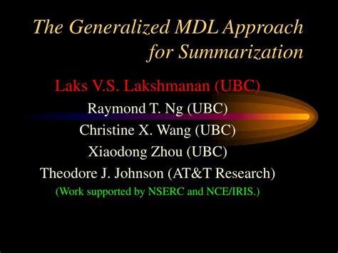Ppt The Generalized Mdl Approach For Summarization Powerpoint