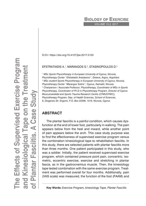 Pdf The Effects Of Supervised Exercise Program And Kinesiological