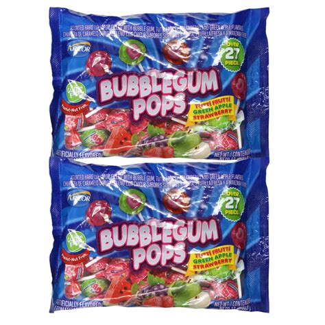 Bubble Gum Pops Tutti Frutti Flavor Candy Suckers Individually Wrapped