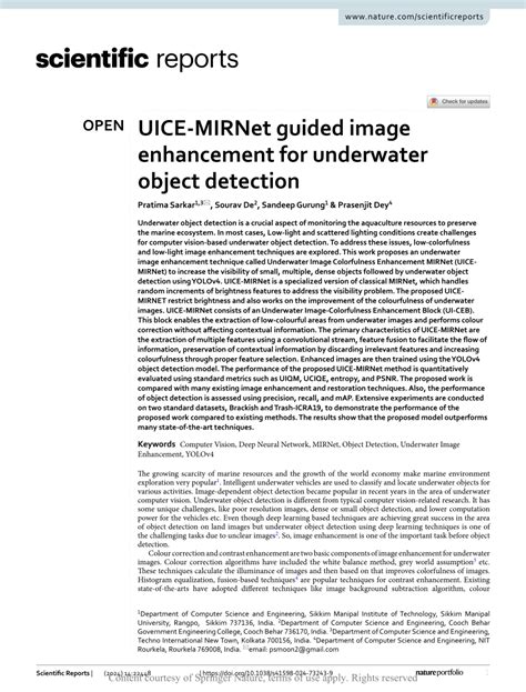 Pdf Uice Mirnet Guided Image Enhancement For Underwater Object Detection