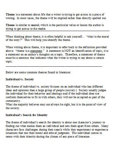10 Theme Statement Examples To Download