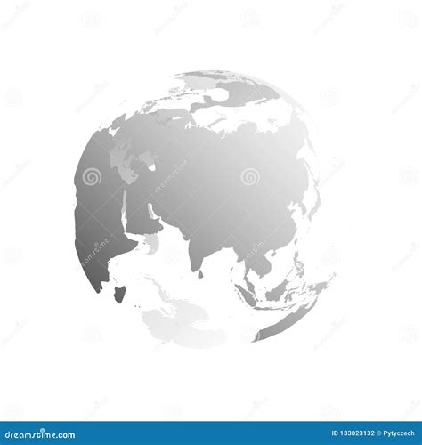 3d行星地球地球 与灰色土地剪影的透明球形 集中于亚洲 向量例证 插画 包括有 和平 地球 133823132