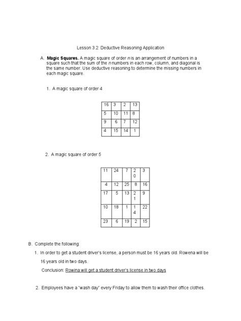 Math Deductive Reasoning Application Pdf Mathematics