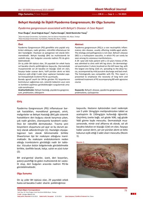 Pdf Pyoderma Gangrenosum Associated With Behçets Disease A Case Report
