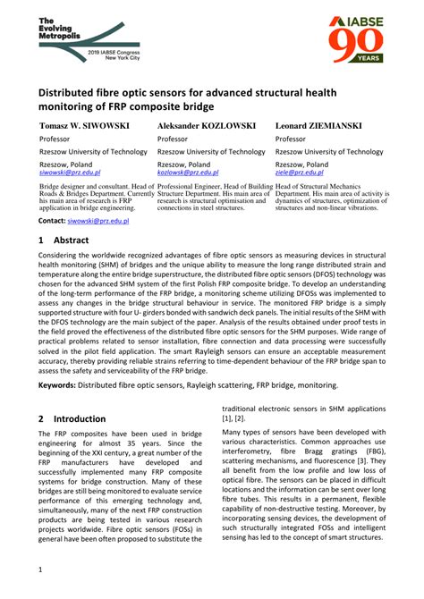 Pdf Distributed Fibre Optic Sensors For Advanced Structural Health Monitoring Of Frp Composite