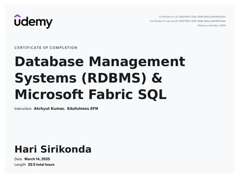 Sql Rdbms Databasemanagement Learning Certification Data Hari Kiran Sirikonda
