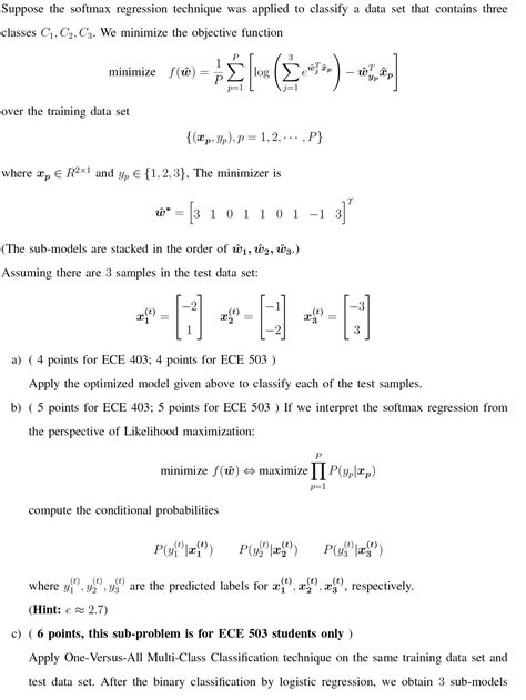 solved suppose the softmax regression technique was applied