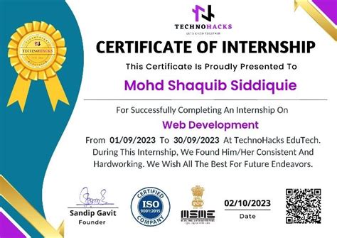 Mohd Shaquib Siddiquie On Linkedin Webdevelopment Internship Gratitude