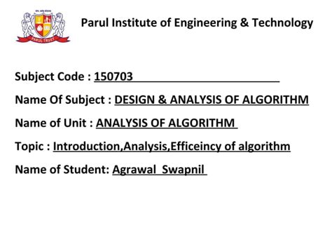Design And Analysis Of Algorithms Ppt Computing Technology