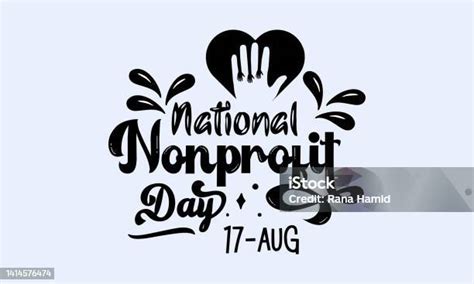 고립 된 배경에 국가 비영리 단체의 날 서예 배너 디자인 스크립트 레터링 배너 포스터 카드 개념 아이디어 반짝이는 인식 벡터 템플릿 2022년에 대한 스톡 벡터 아트 및