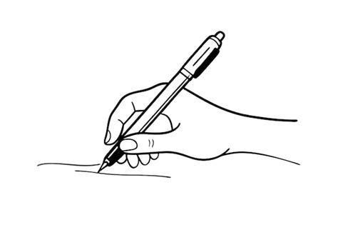 Continuous Single Line Drawing Of A Hand Writing With Ballpoint Pen