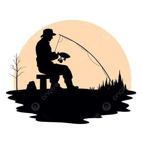صورة ظلية لصيد السمك Clipart صورة ظلية من الرجال الصيد الخلفية Cartoon