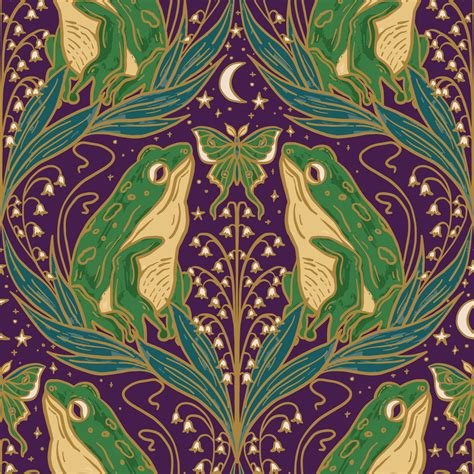Frog Nouveau Wallpaper Art Nouveau Illustration Art Nouveau