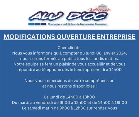 Alu Doc Modifications Ouverture Entreprise Cher