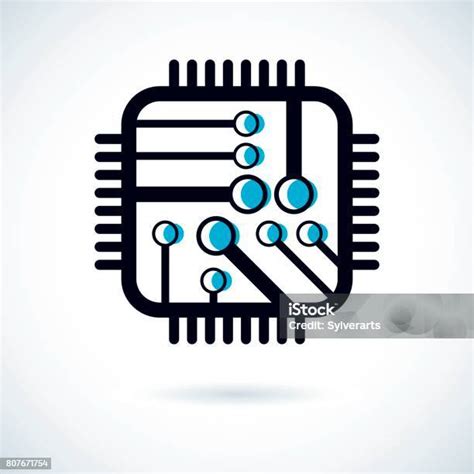 벡터 추상적인 기술 흑백 회로 보드입니다 하이테크 디지털 평방 체계 전자 장치입니다 현대 혁신 기술 로고입니다 반도체에 대한