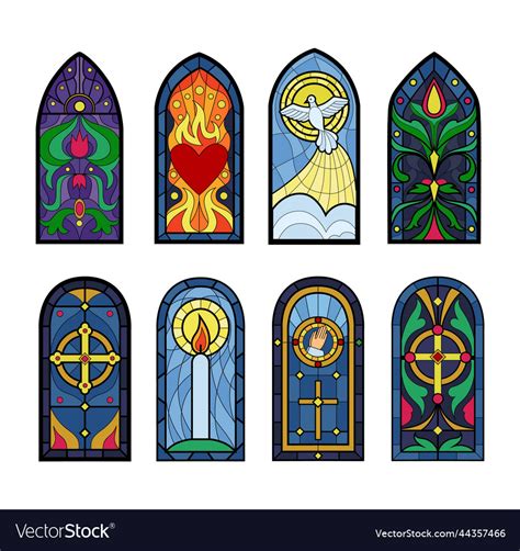 Fantasy Stained Glass Windows Book Print Vector Image