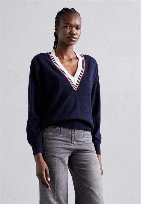 Sandro Bord Cote Raye Maglione Blue Marineblu Zalandoit