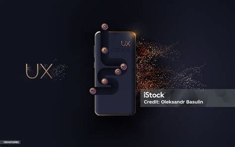 Mobile Ui Ux Korbon And Gold Concept Mobile Phone With A Mobile App Interface Consisting Of