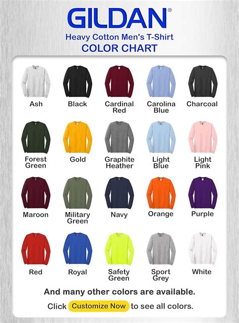Gildan G5000 Color Chart
