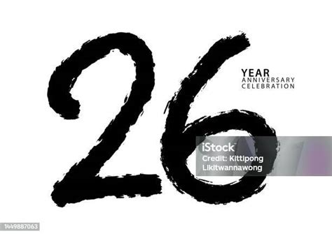 26 주년 기념 축 하 블랙 컬러 로고 타입 벡터 26 숫자 디자인 26 번째 생일 초대장 로고 번호 디자인 벡터 일러스트 검은 붓놀림 그림 2022년에 대한 스톡 벡터