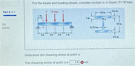 Solved For The Beam And Loading Shown Consider Section N N