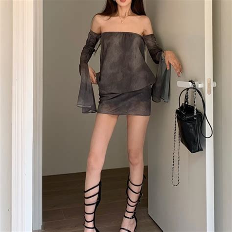 프린팅 오프숄더 쉬폰 미니원피스 2j111916