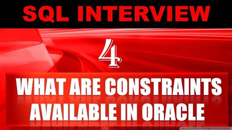 What Are Constraints In Oracle Sql Interview Question Youtube